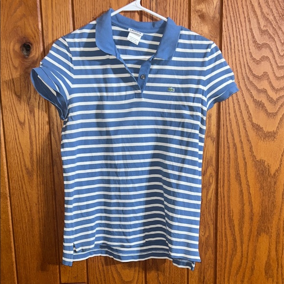 Lacoste | Tops | Lacoste Blue And White Striped Polo Size 44 L Xl ...